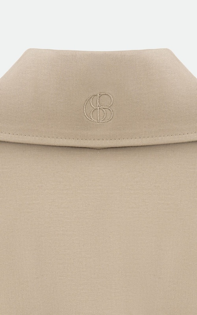 BLANK Cropped Trench Coat with Accent Shoulders - Beige | COOSH