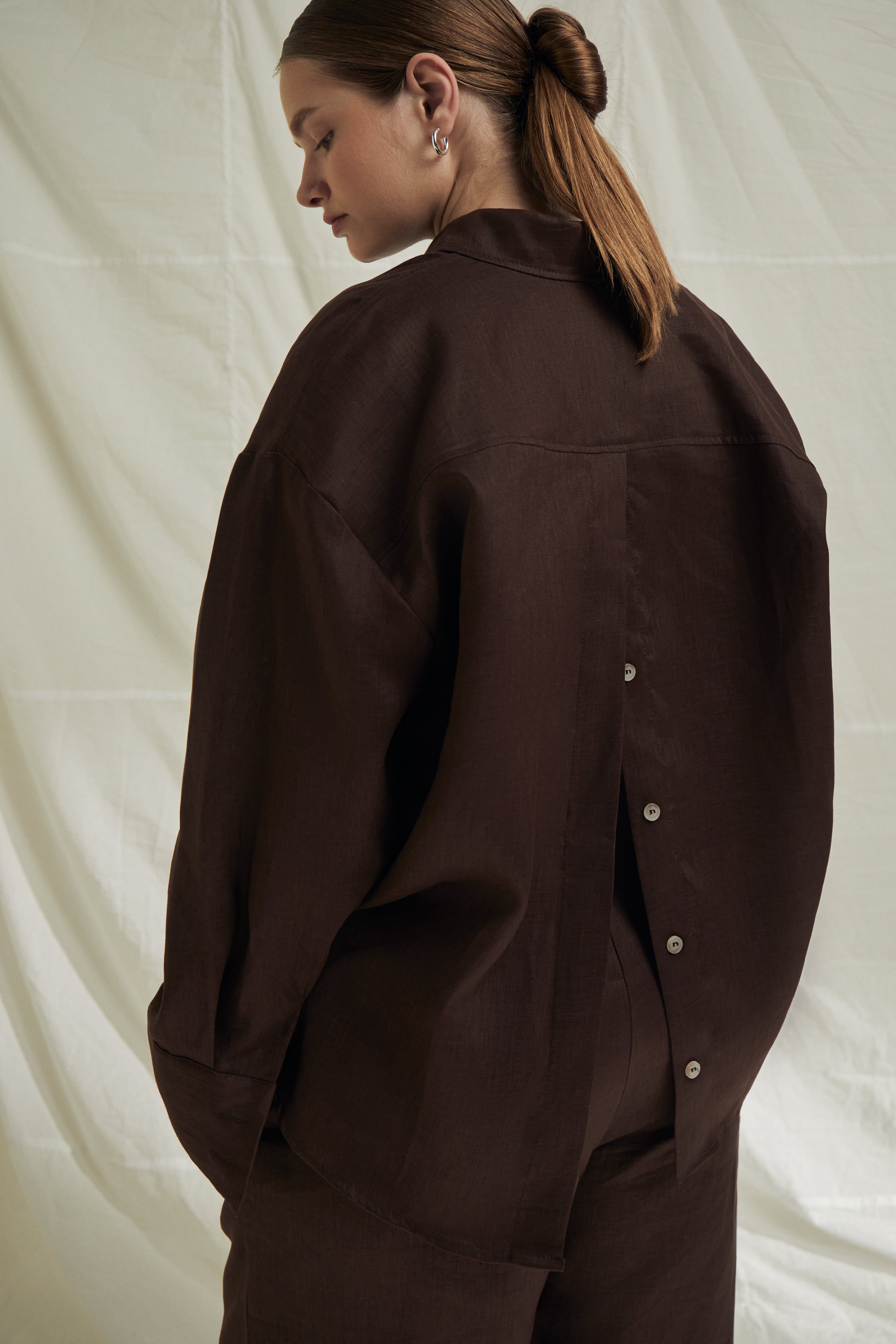 Organic Hemp Shirt with Accent Back - Chocolate | COOSH