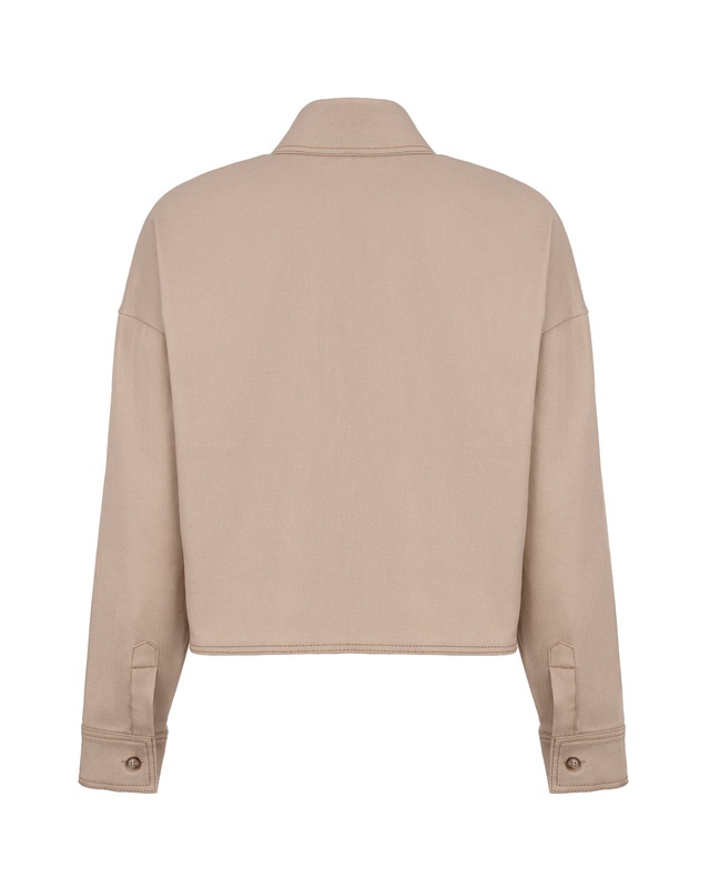 Cropped Jacket with Chest Pockets - Beige | COOSH