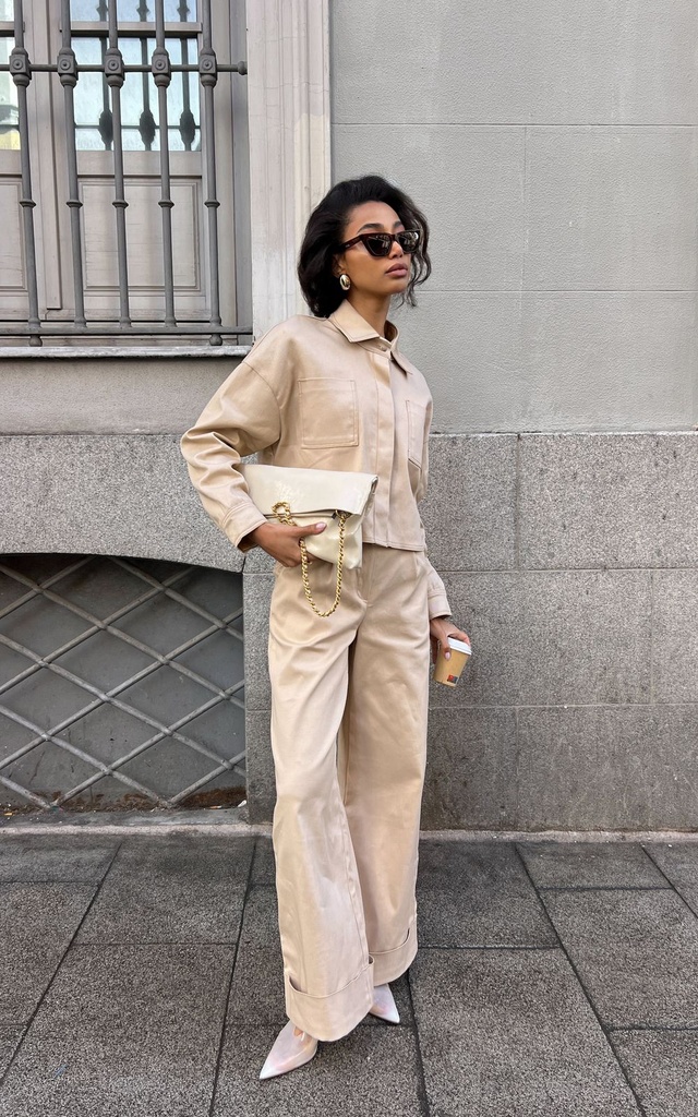 Cropped Jacket with Chest Pockets - Beige | COOSH